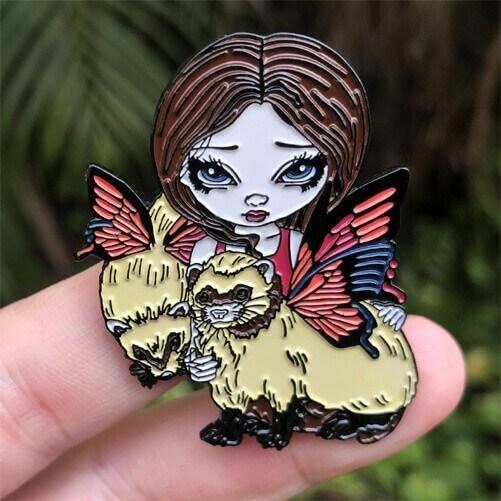 Red Butterfly Ferrets Collectible Enamel Pin